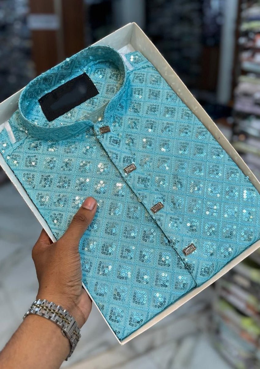 Embroidered Cotton Sequence Punjabi - db29271