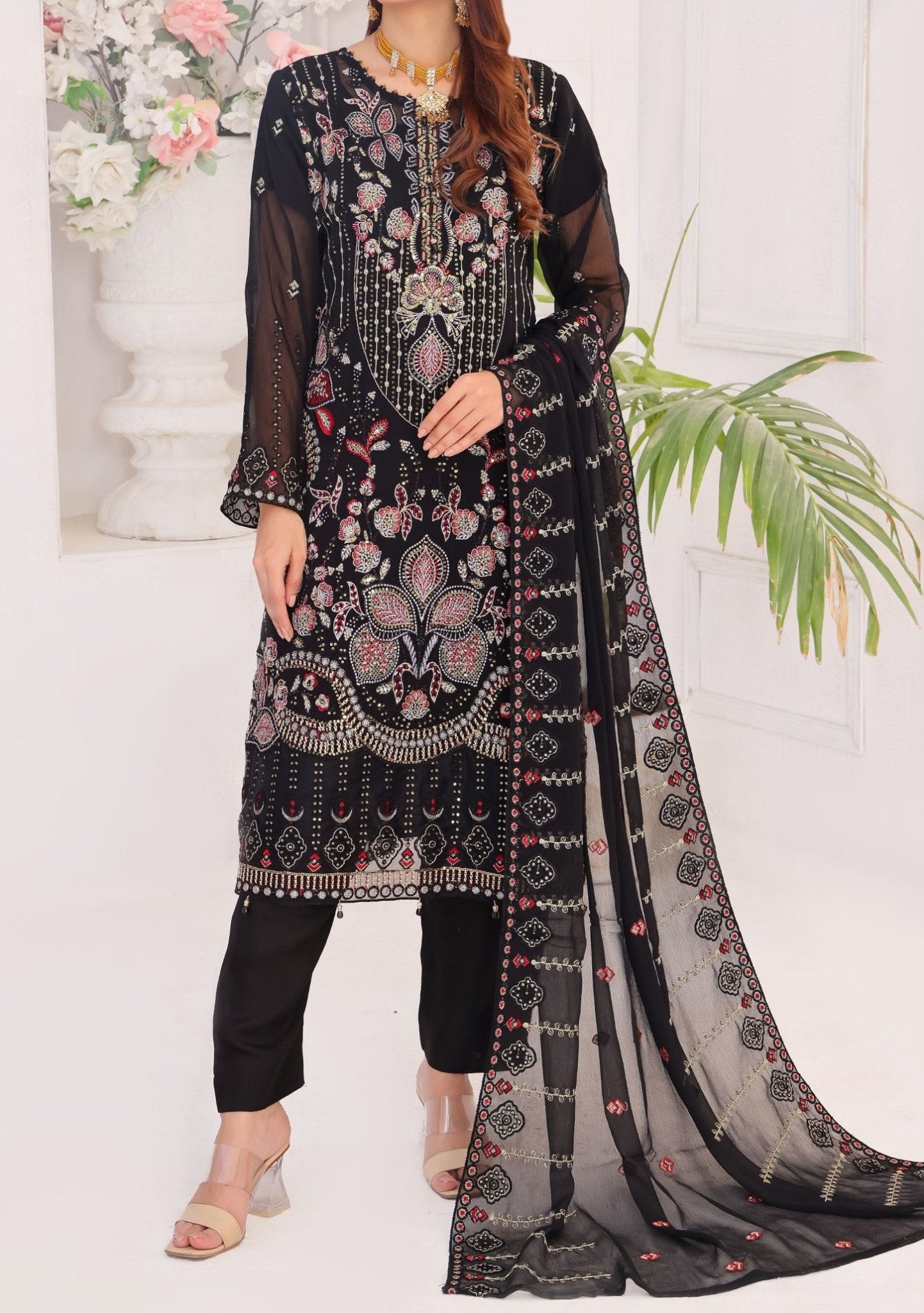 Bin Hameed Fabiha Heavy Embroidered Chiffon Dress - db25812