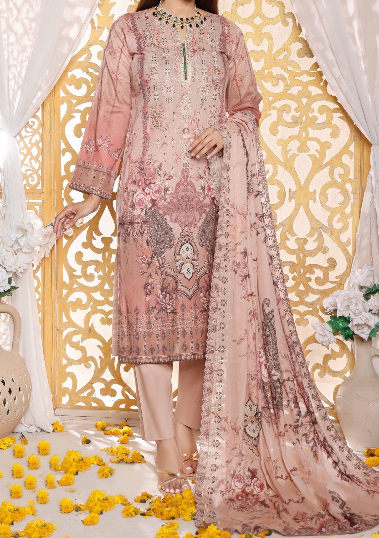 Bin Hameed Mahrukh Embroidered Printed Lawn Dress - db26157