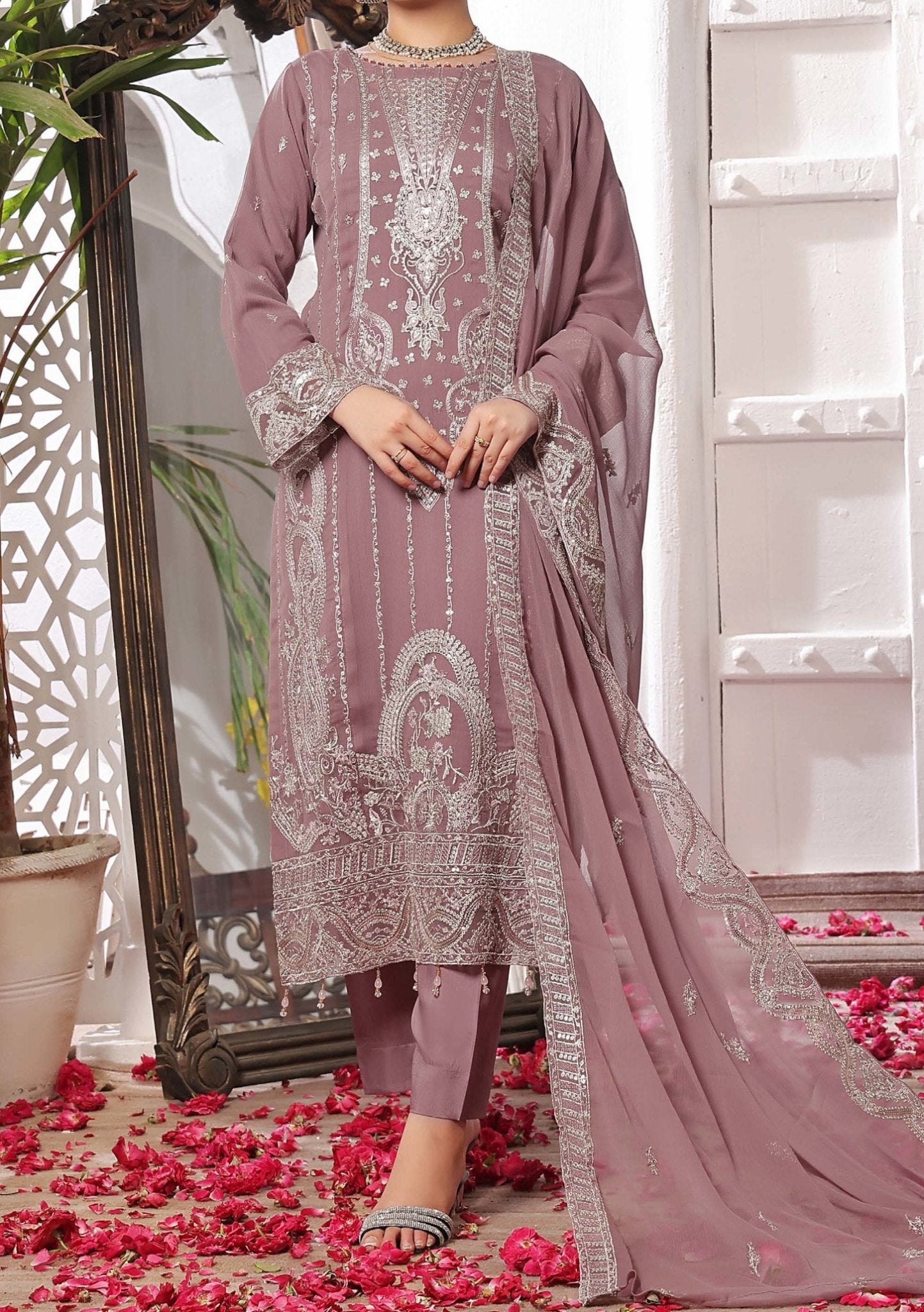 Bin Hameed Nazin Heavy Embroidered Chiffon Dress - db26499