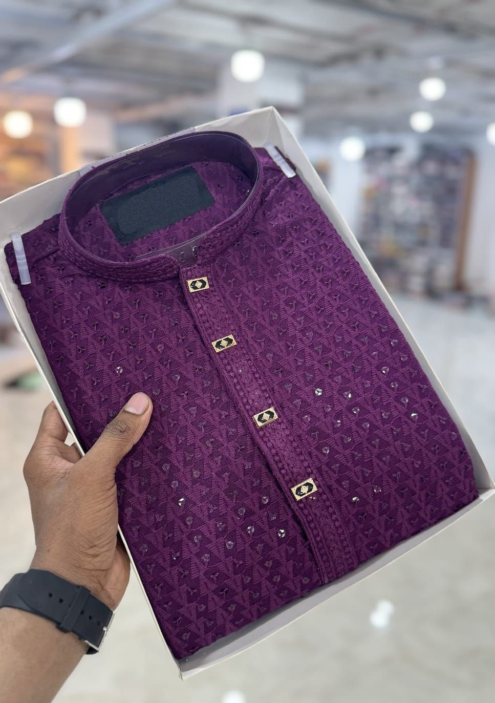 Embroidered Cotton Sequence Punjabi - db29269