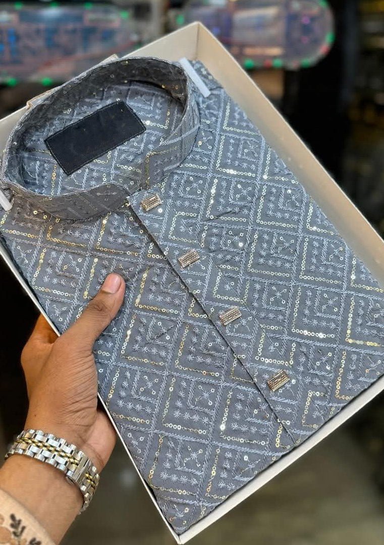 Embroidered Cotton Sequence Punjabi - db29282