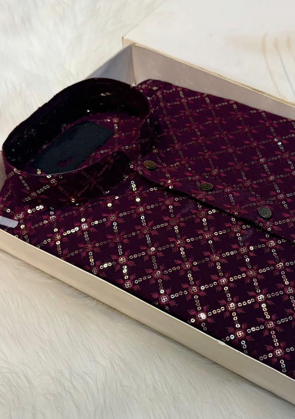 Embroidered Cotton Sequence Punjabi - db29273