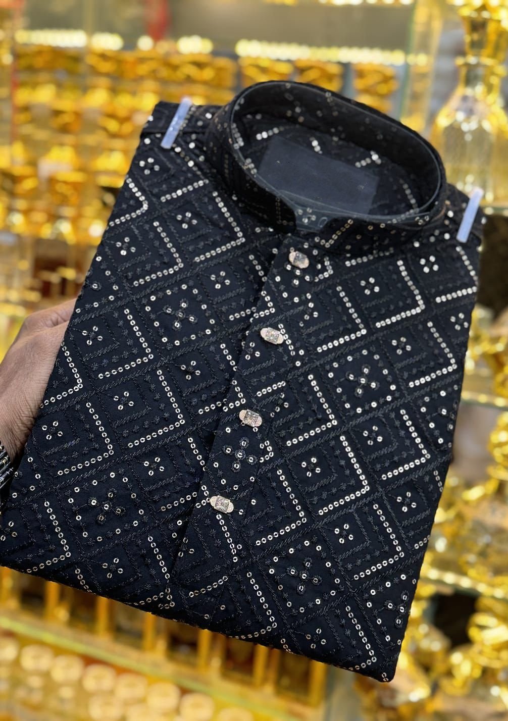 Embroidered Cotton Sequence Punjabi - db29275