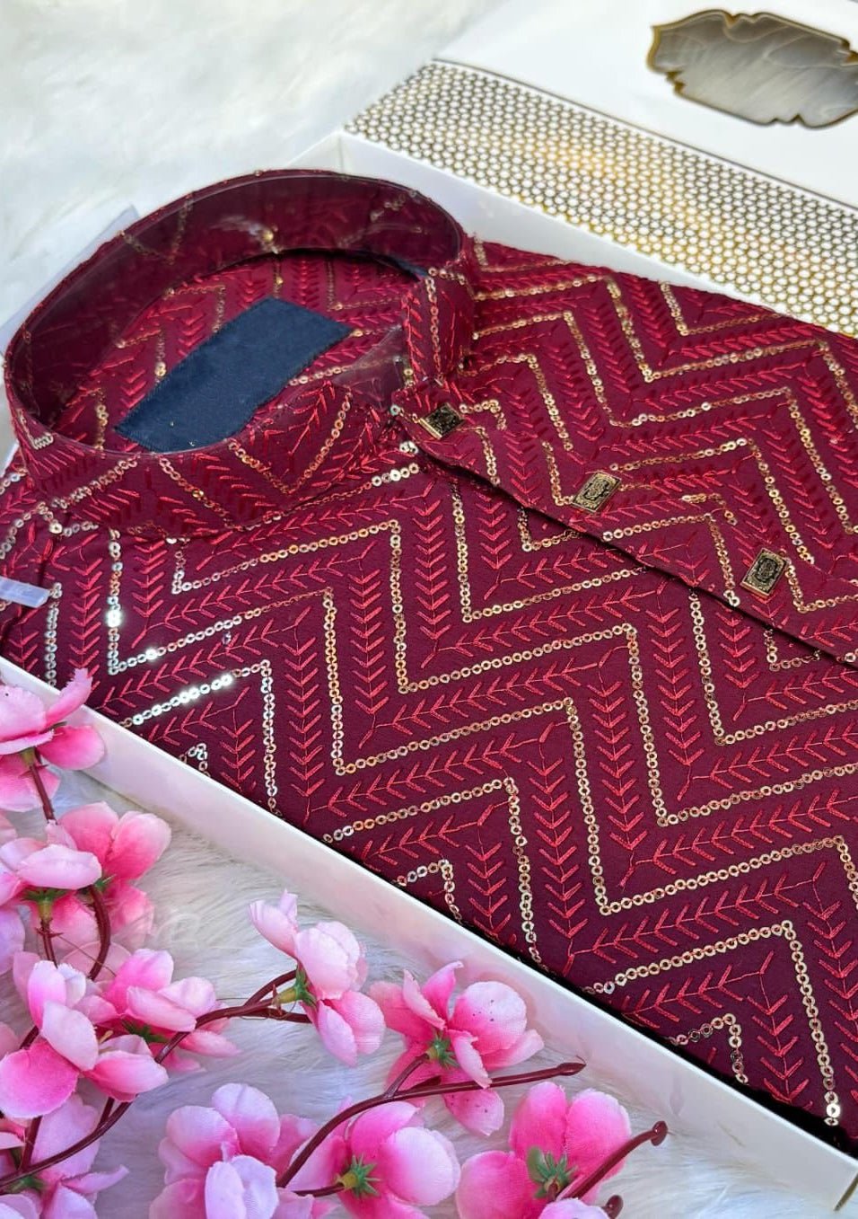 Embroidered Cotton Sequence Punjabi - db29279