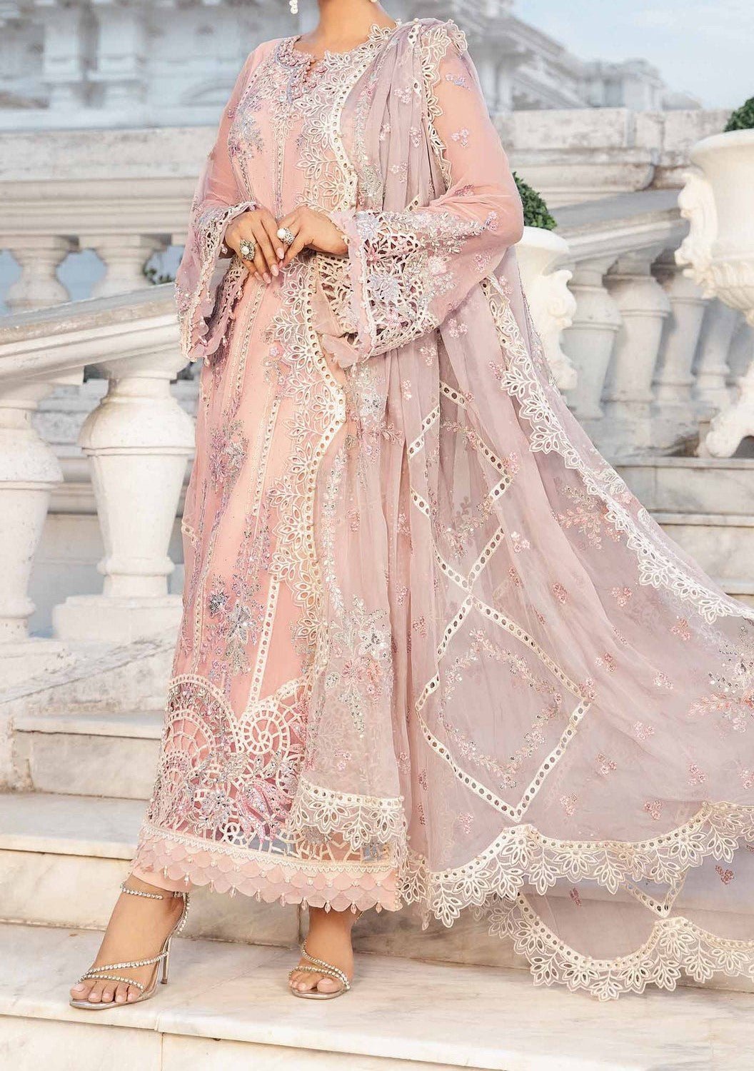 Maria.B Pakistani Luxury Embroidered Chiffon Dress-db28539