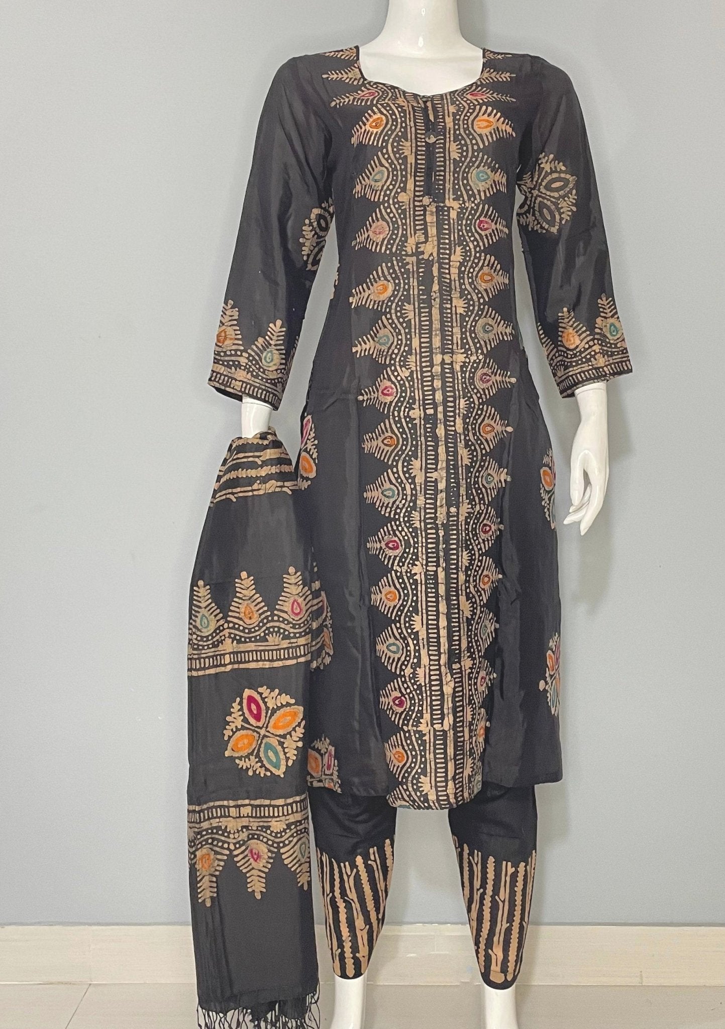 Summer Batik Printed Silk Salwar Suit - db27174