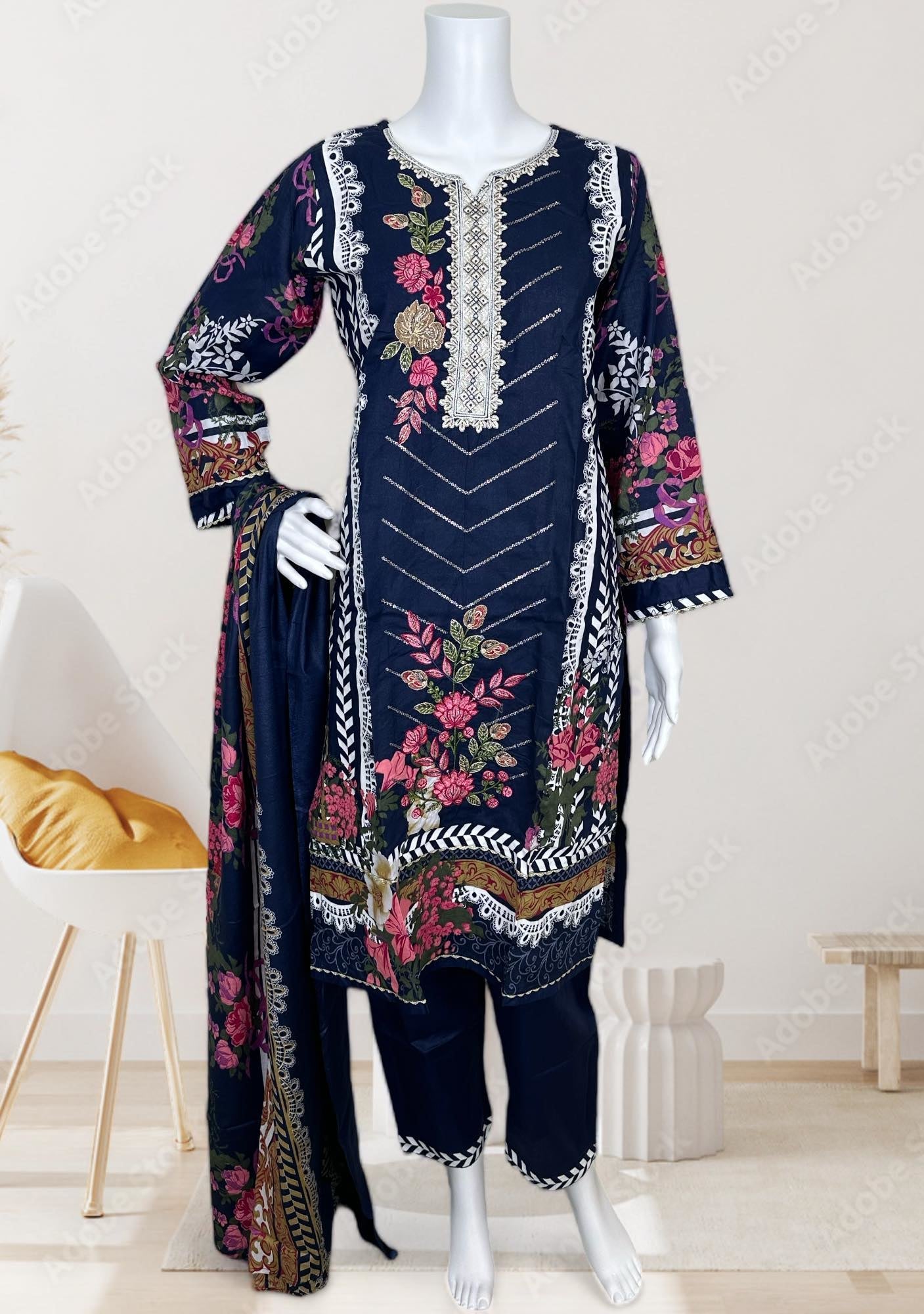 Embroidered 3 Pieces Pakistani Cotton Dress - db25695