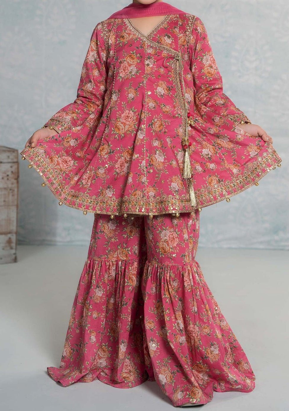 Maria.B Girl's Embroidered Lawn Sharara Suit - db25399